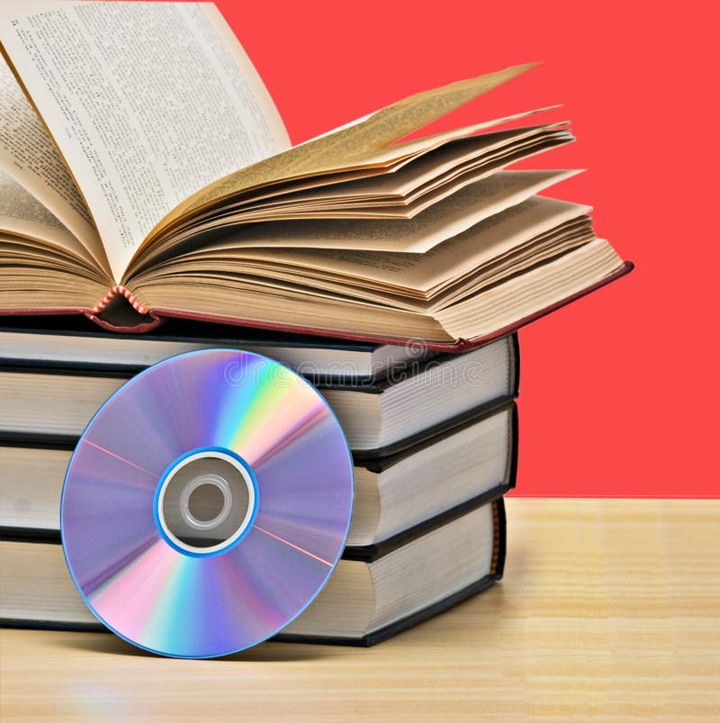 Pile of books and DVD stock photo. Image of library, education - 10317816