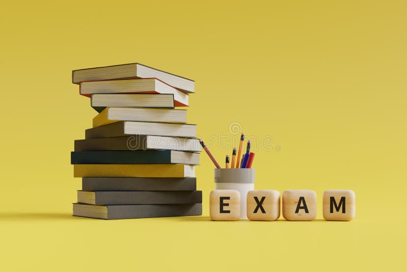 A Pile of Books with the Concept of Studying for the School Exam, 3d ...