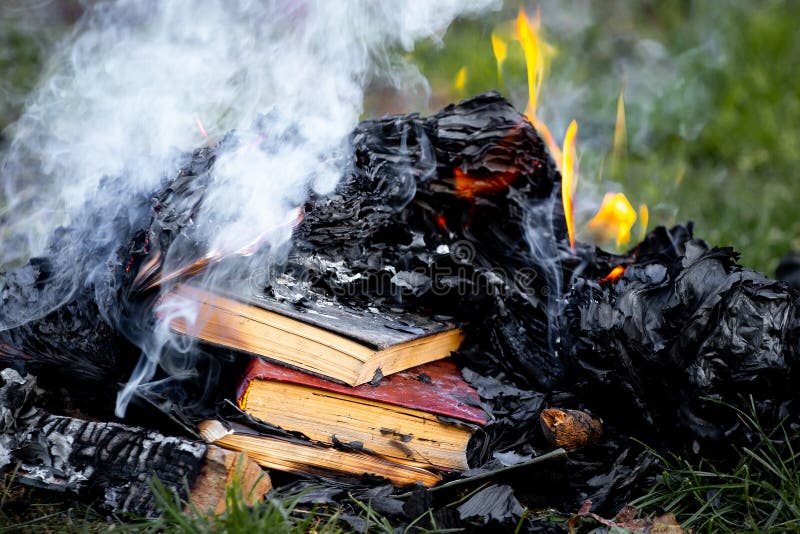 A Pile Of Books Is Burning On The Fire Stock Photo - Image of ignorance ...