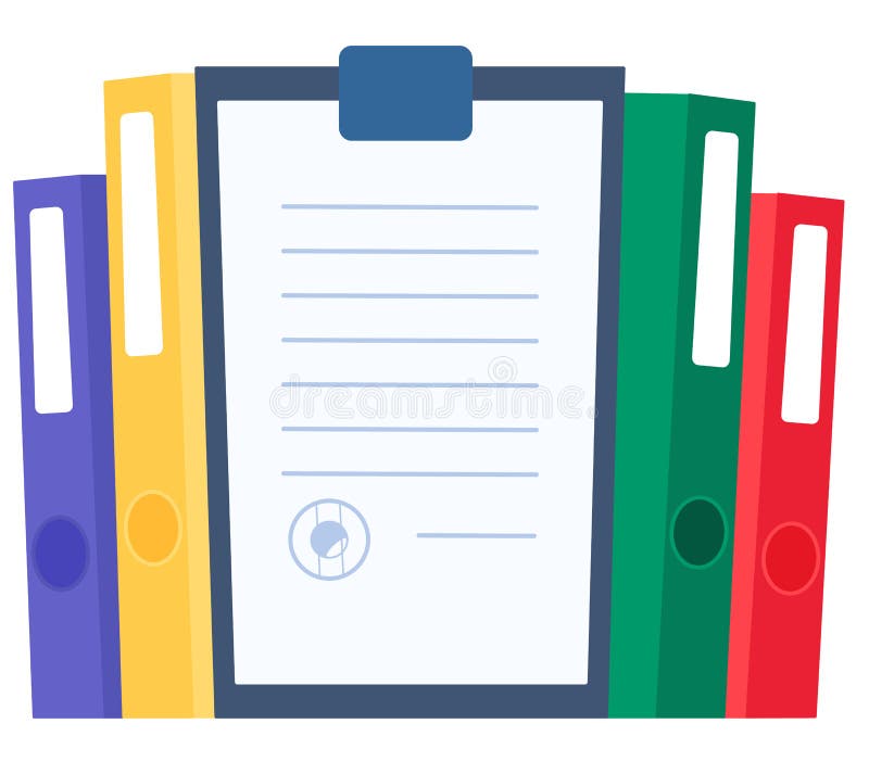 Pile of Books, Folders with Documents, Isolated File Cabinet. Stack of ...