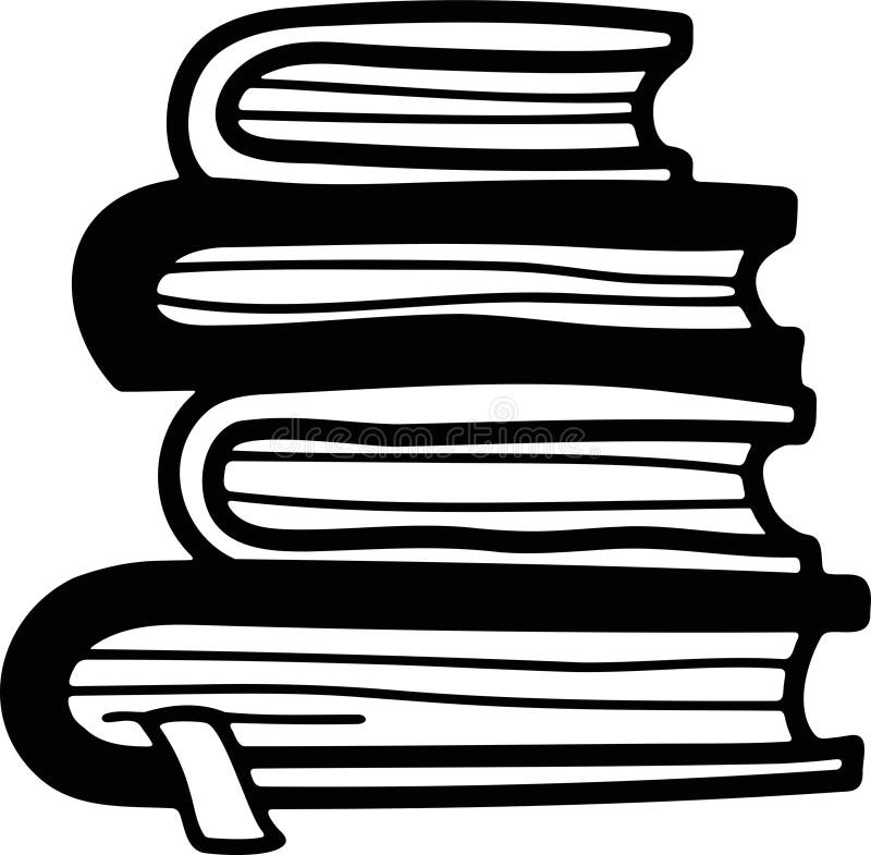Pile of Books Illustration in Line Style Stock Vector - Illustration of ...