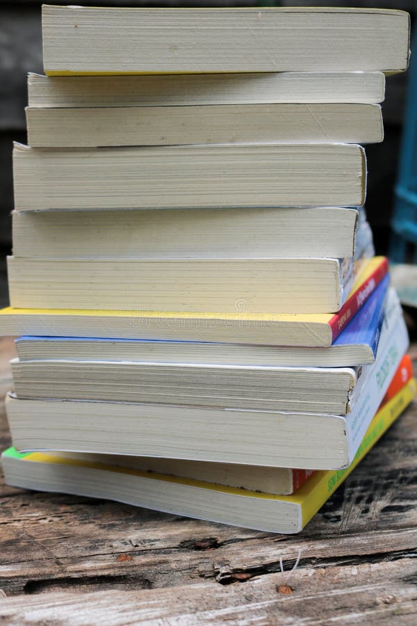 Pile of Books in the Library Stock Image - Image of document, yellow ...