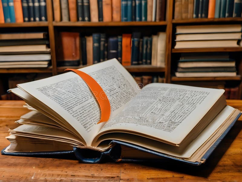 Pile of Books on the Library Table Stock Illustration - Illustration of ...
