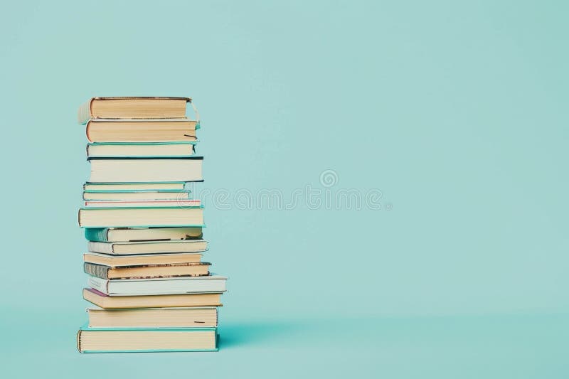 Pile of Books on Light Blue Background - Education, Back To School ...