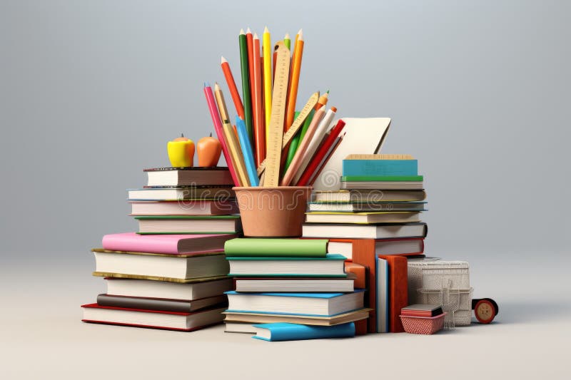 A Pile of Books and Pencils Stacked on Top of Each Other. Suitable for ...