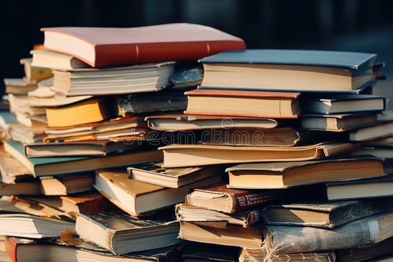 A Pile of Books Sitting on Top of a Table. Can Be Used To Represent ...