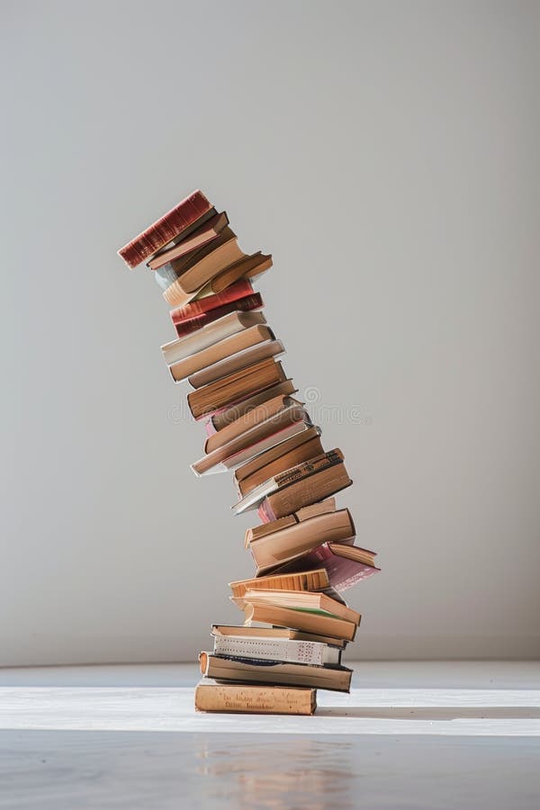Pile of Books Stacked Unevenly Concept Leaning Tower of Knowledge ...