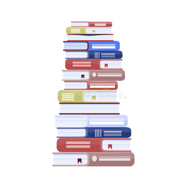 Pile of Books Vector Illustration. Icon Stack of Books with Solid Color ...