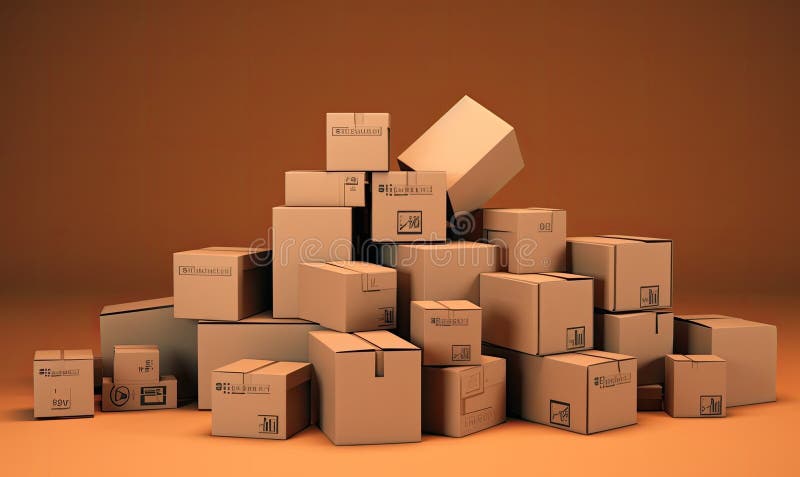Stack of Carton Boxes on Pallet Ready for Transport. Stock Image ...