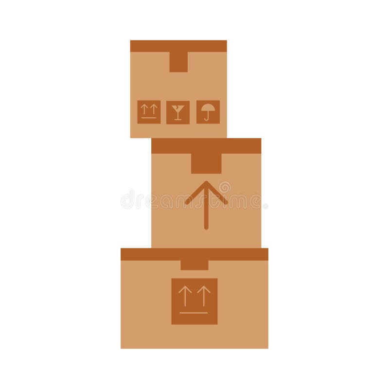 Pile Boxes Carton Delivery Icon Stock Vector - Illustration of carton ...