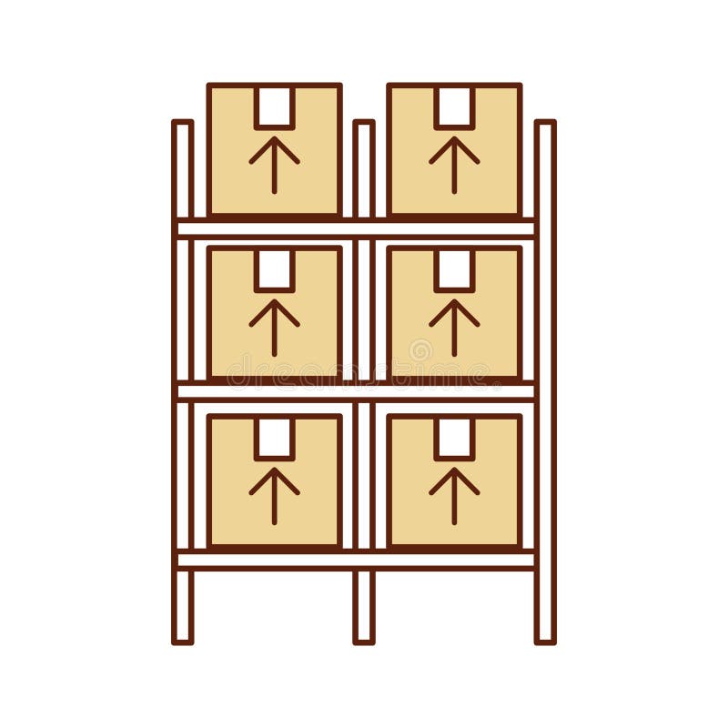 Pile Boxes Carton in Shelf Delivery Icon Stock Vector - Illustration of ...