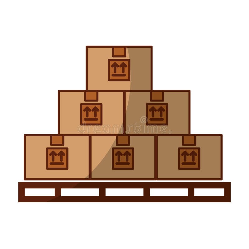 Pile Boxes in Stowages Carton Delivery Icon Stock Vector - Illustration ...