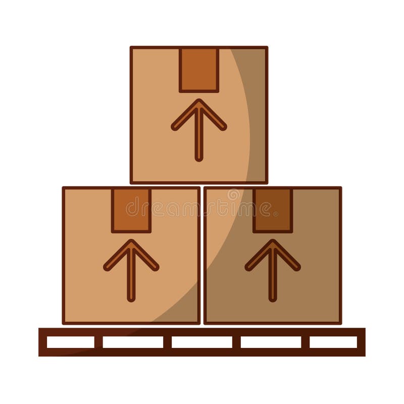 Pile Boxes in Stowages Carton Delivery Icon Stock Vector - Illustration ...