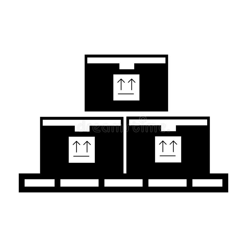 Pile Boxes in Stowages Carton Delivery Icon Stock Vector - Illustration ...