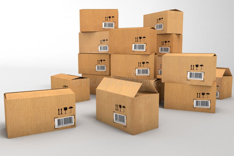 A Pile of Boxes in a Warehouse on the Floor Stock Illustration ...