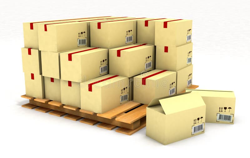 A Pile of Boxes in a Warehouse on the Floor Stock Illustration ...