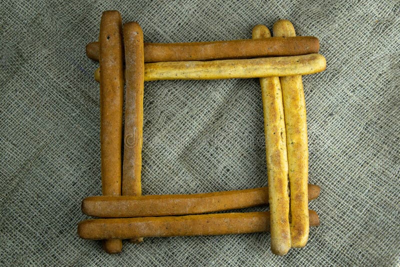 Pile of Breadsticks or Grissini Square Shape Square View Stock Image ...