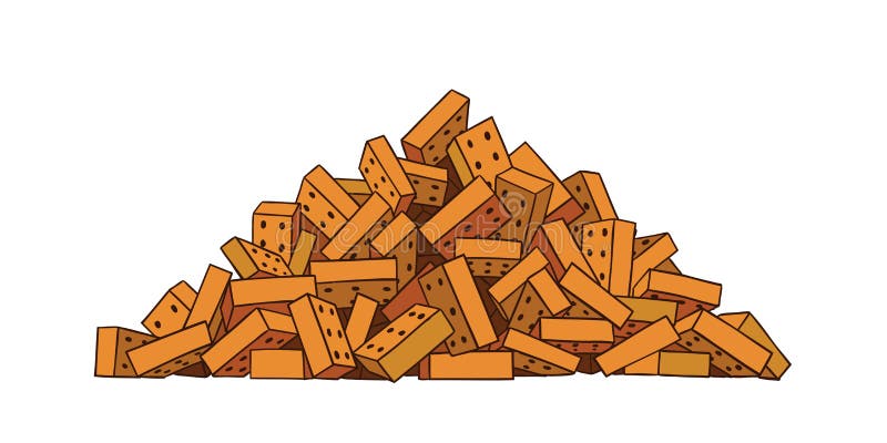 Pile Of Bricks Rested On Pallet For Transportation On Site Vector ...