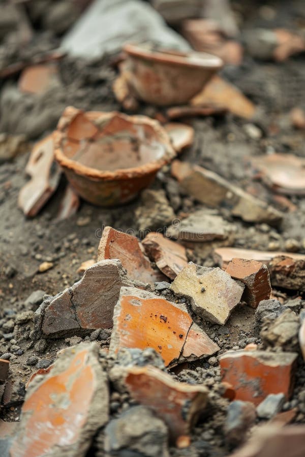 A Pile of Bricks and Clay Sitting on the Ground, Ideal for Use in ...