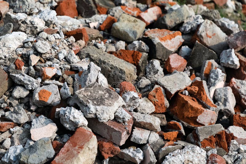 Pile of Bricks Concrete Construction Garbage at a Demolished Site Stock ...