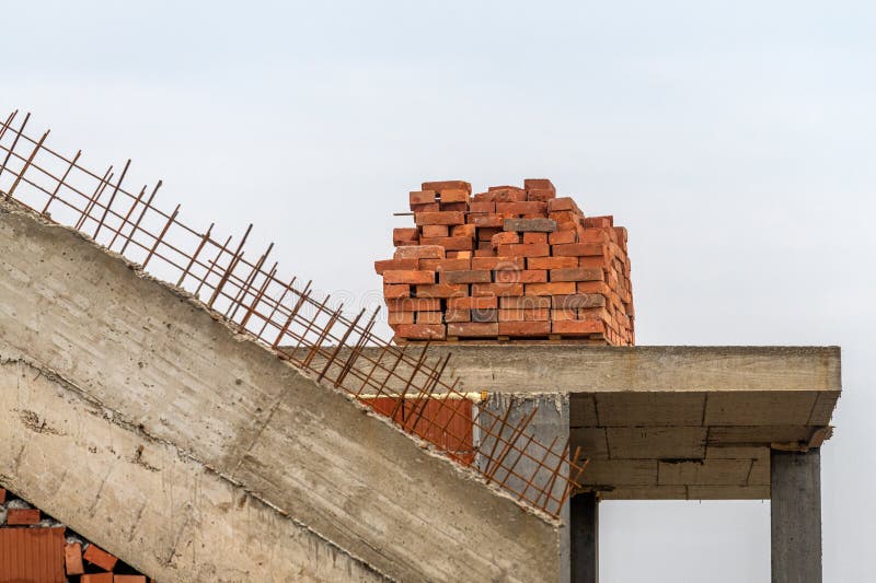 Pile of Bricks on a Construction Site, Public Housing Project Stock ...