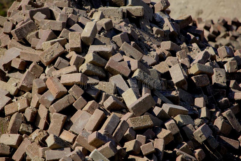 Pile of Bricks on Construction Site Stock Photo - Image of work ...