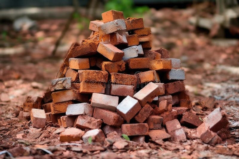 Pile of Bricks from a Destroyed Wall Stock Illustration - Illustration ...