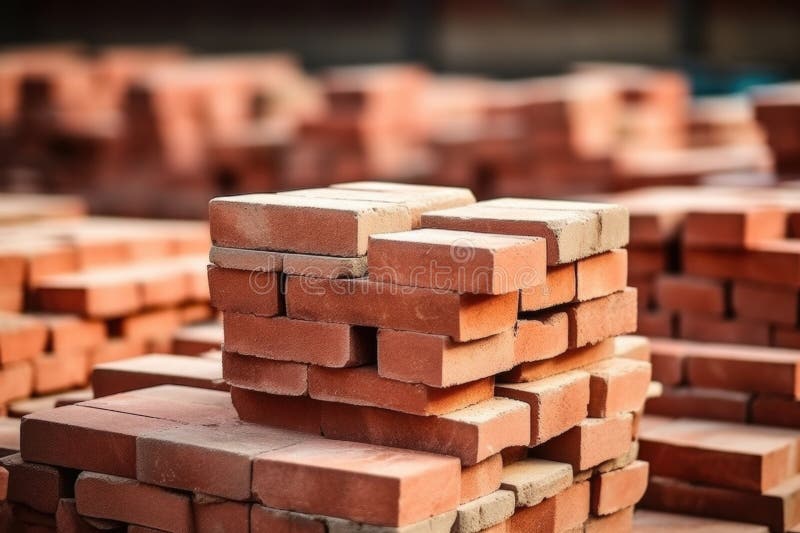 Pile of Bricks Divided into Different Stacks Stock Photo - Image of ...