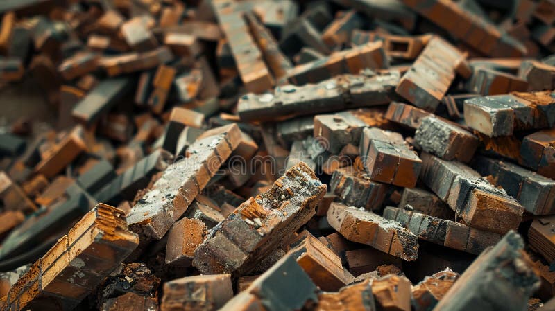 A Pile of Bricks and Pieces of Wood Stock Image - Image of brick ...