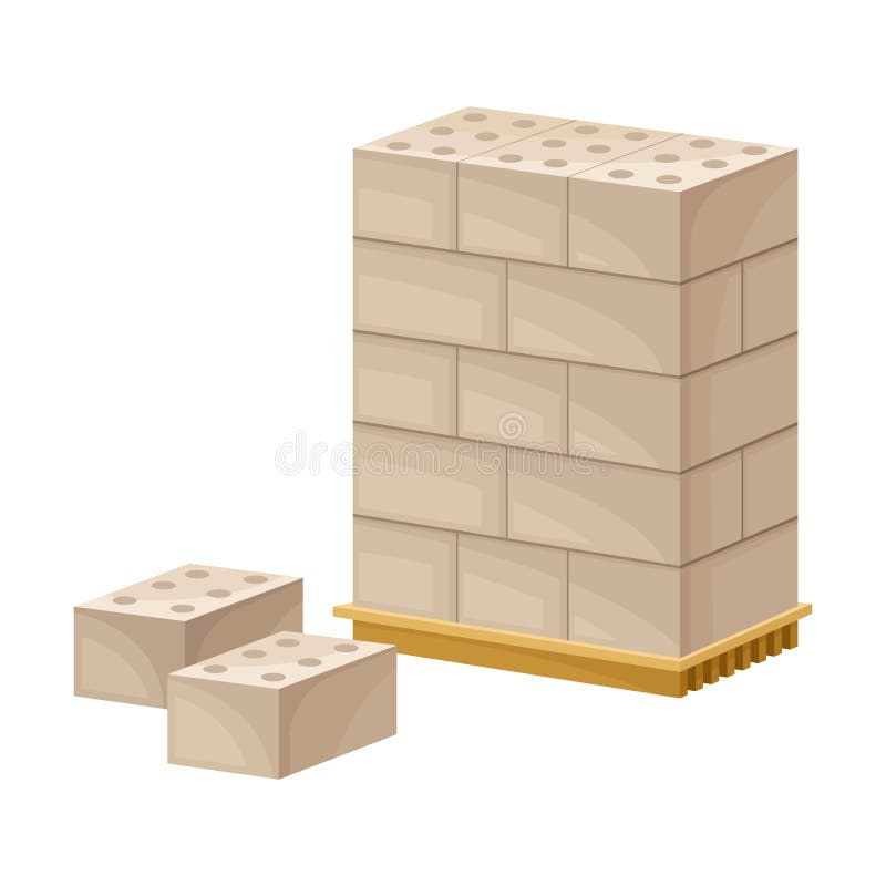 Pile of Bricks Rested on Pallet for Transportation on Site Vector ...