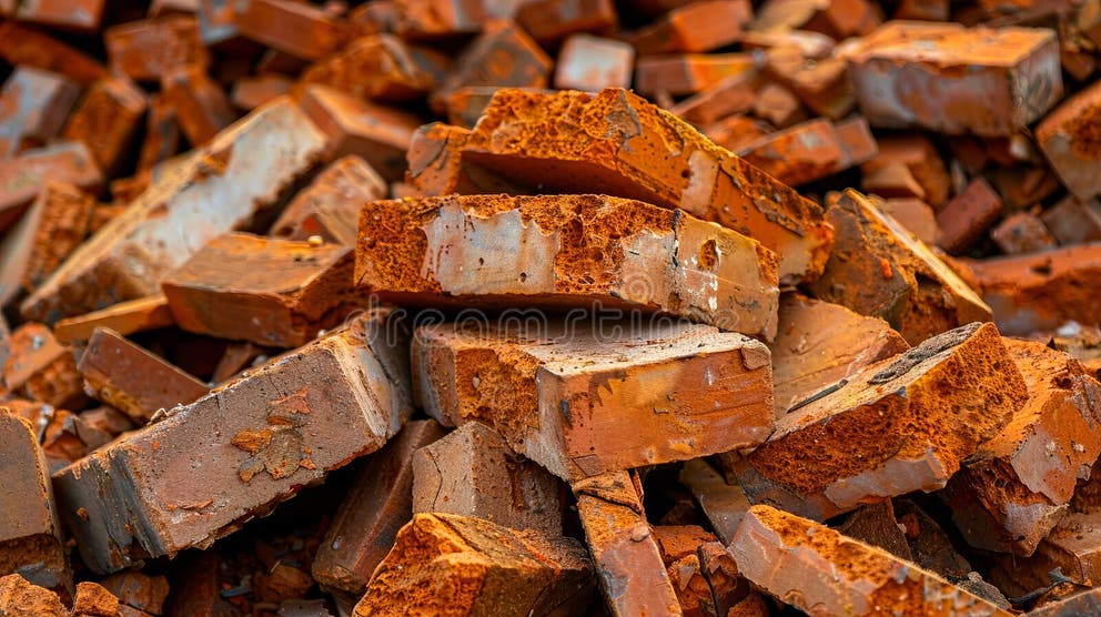 A Pile of Bricks and Rubble Stock Photo - Image of brown, wood: 318683810