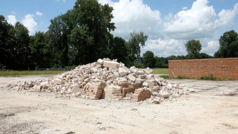 A Pile of Bricks and Rubble in a Construction Site. Stock Photo - Image ...