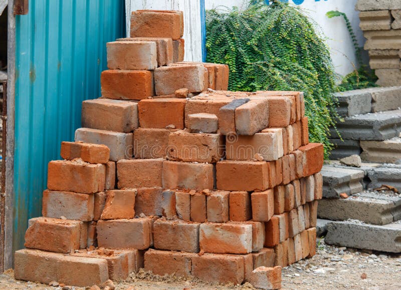 A Pile of Bricks is Stacked on Top of Each Other Stock Image - Image of ...