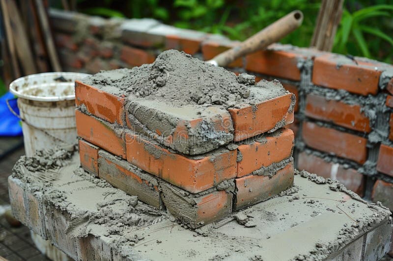 A Pile of Bricks on Top of a Pile of Cement. Suitable for Construction ...