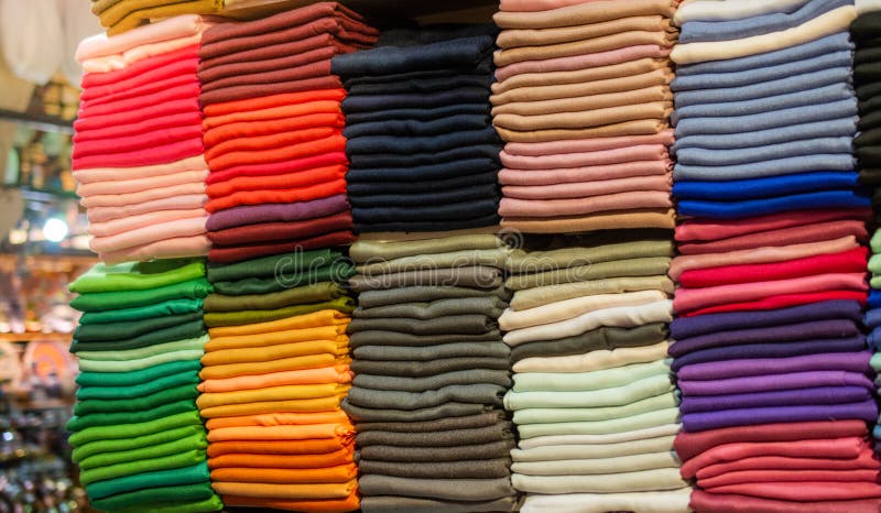 Multicolored Manufacturing Fabric Textiles in Pile Stock Image - Image ...