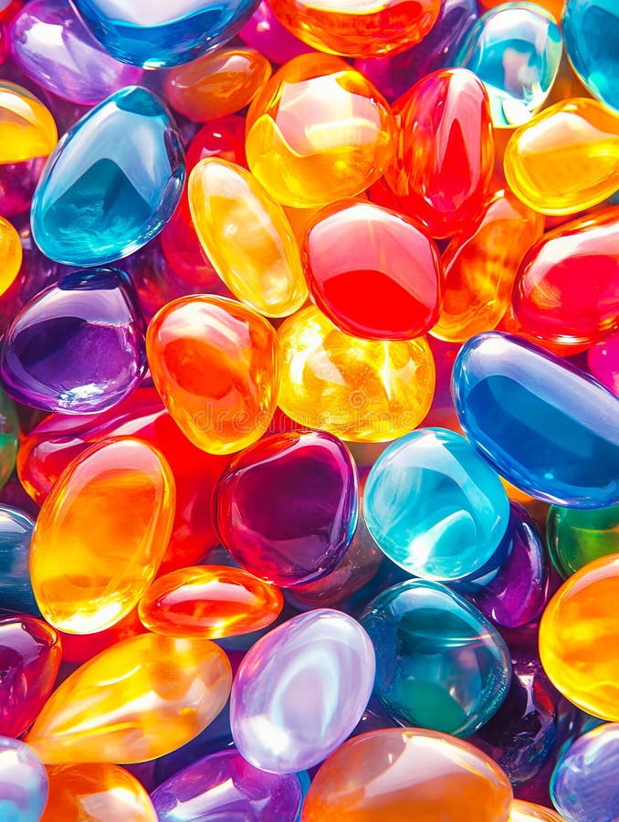 A Pile of Brightly Colored Glass Pebbles Sitting on Top of Each Other ...