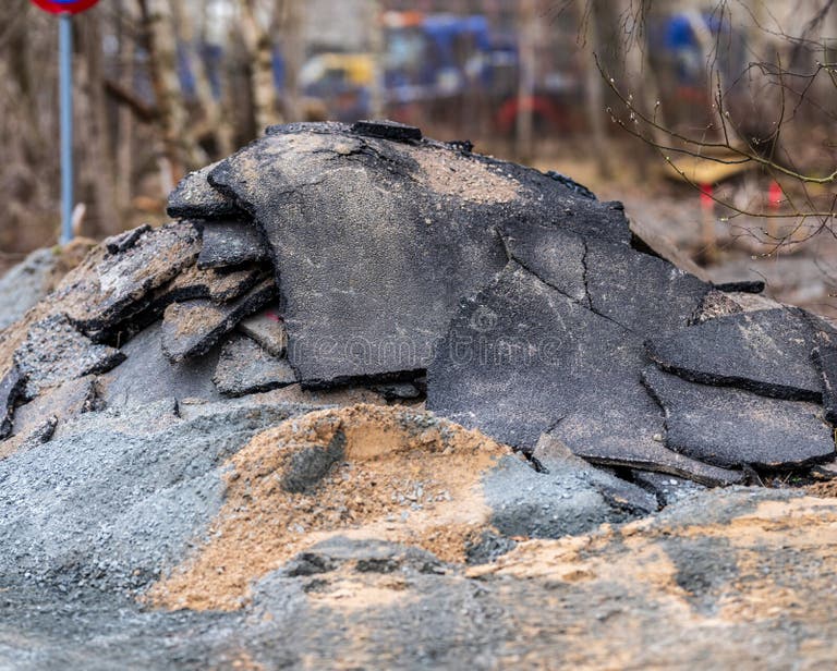 Pile of Broken Asphalt Rubble at Construction Site.. Stock Photo ...
