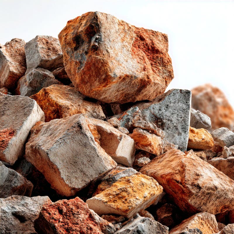 A Pile of Broken Bricks and Rubble Against a Plain Backdrop Stock ...