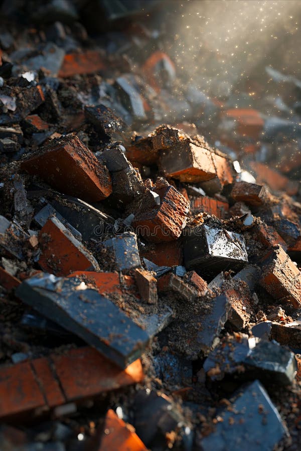 A Pile of Broken Bricks Sitting on Top of a Pile of Dirt Stock Image ...