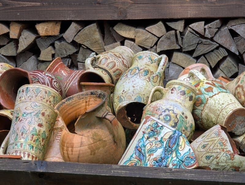 Broken Clay Pots with Patterns Stock Photo - Image of damaged, craft ...