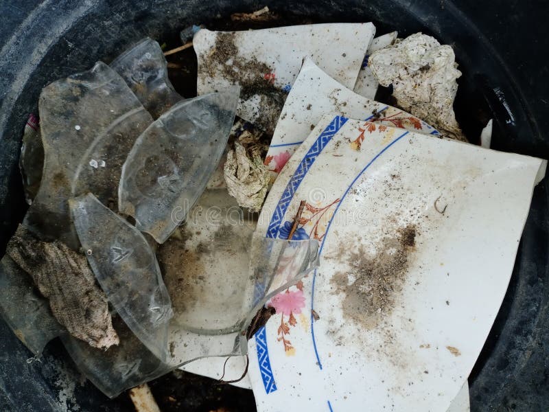 A Pile of Broken Glass Edges in the Trash Stock Photo - Image of ...