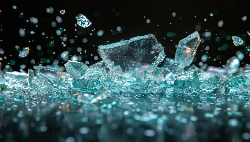 A Pile of Broken Glass on a Table. Concept of Destruction and Chaos ...