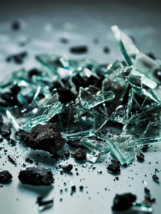 A Pile of Broken Glass on a Table Stock Image - Image of glass, crystal ...