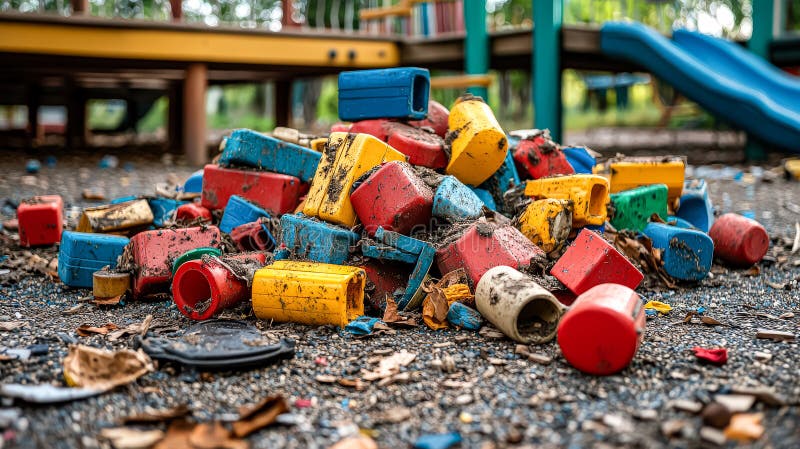 Pile of Broken Plastic Blocks and a Plastic Cup Stock Image - Image of ...