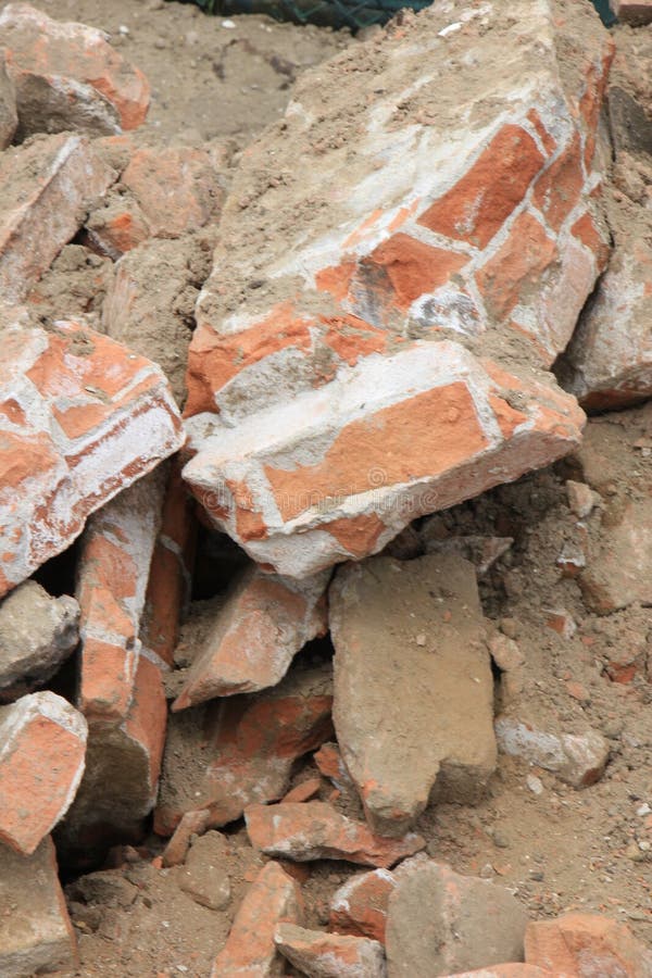 Broken Bricks on Construction Site Stock Photo - Image of environment ...