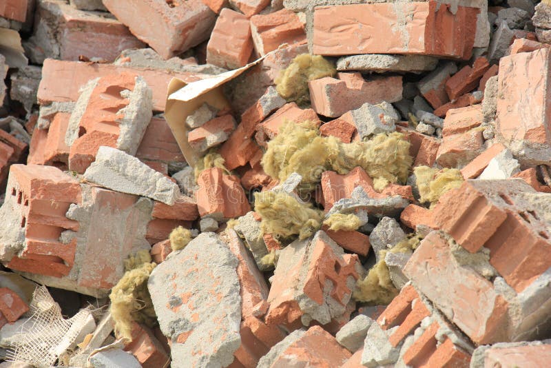 Broken Bricks on Construction Site Stock Image - Image of dirt, debris ...