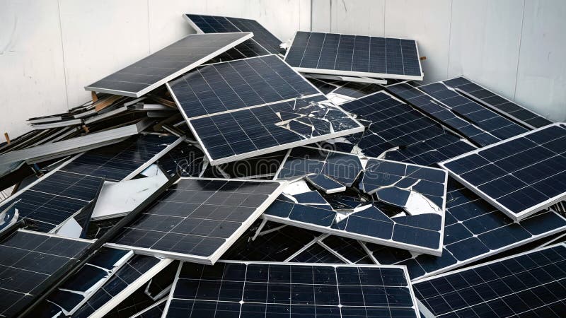 A Pile of Broken Solar Panels Stock Illustration - Illustration of ...