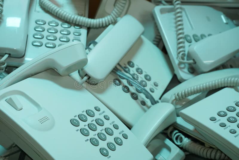 Pile of Broken or Unused Landline Telephone in Cardboard Boxes ...