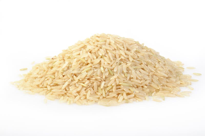 Pile of Brown Rice at on White Background Stock Photo - Image of ...
