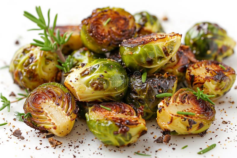 A Pile of Brussels Sprouts on a White Plate Stock Image - Image of ...